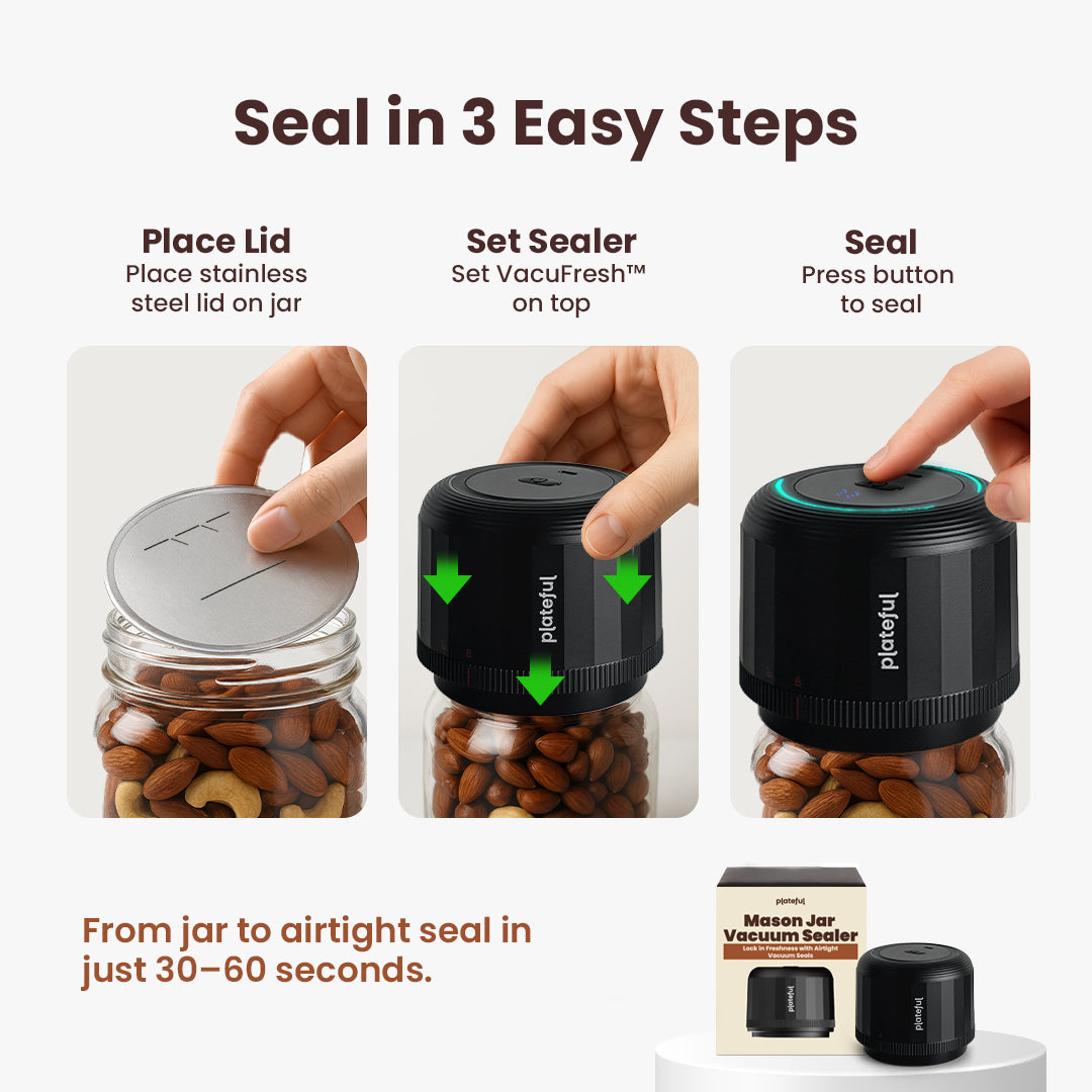 VacuFresh™ Mason Jar Vacuum Sealer | Food Vacuum Sealer - Plateful